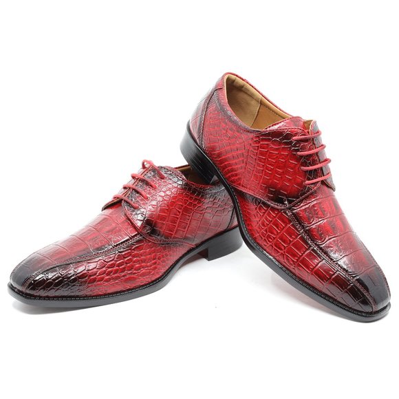 Metrocharm | Shoes | Burgundy Red Mens Alligator Crocodile Print Oxford ...